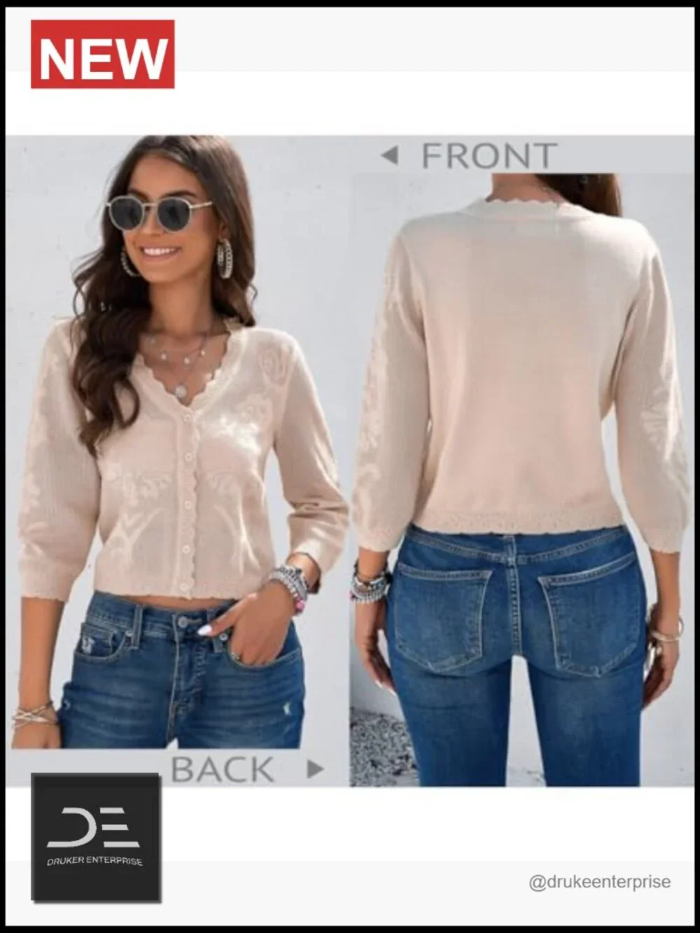 Sweaters | Cropped Cardigan Sweater Lightweight 34 Sleeve Button Down ...